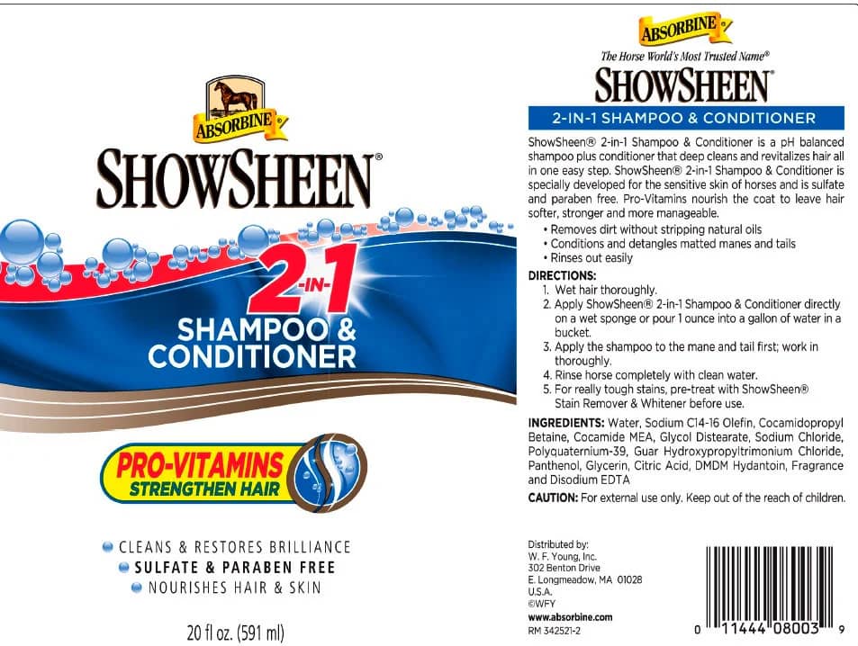 Shampoo Show Sheen 2 en 1 – Limpieza y acondicionador caballo | Croper